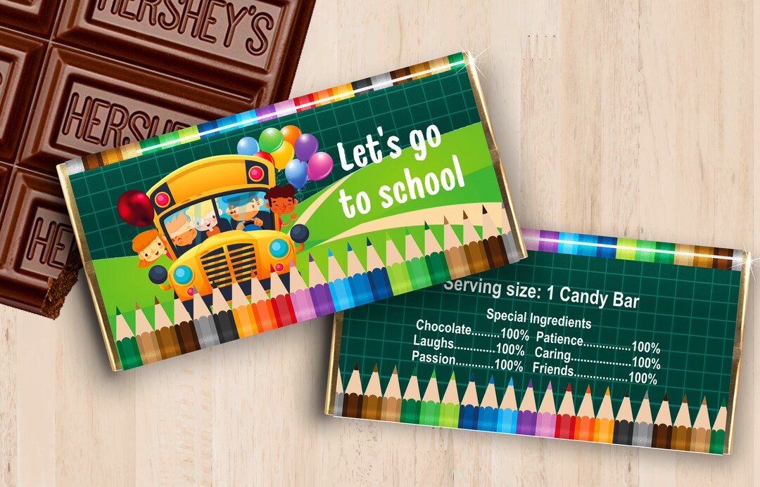 Back to School Candy Bar Wrapper Let's Go to School Candy - Etsy