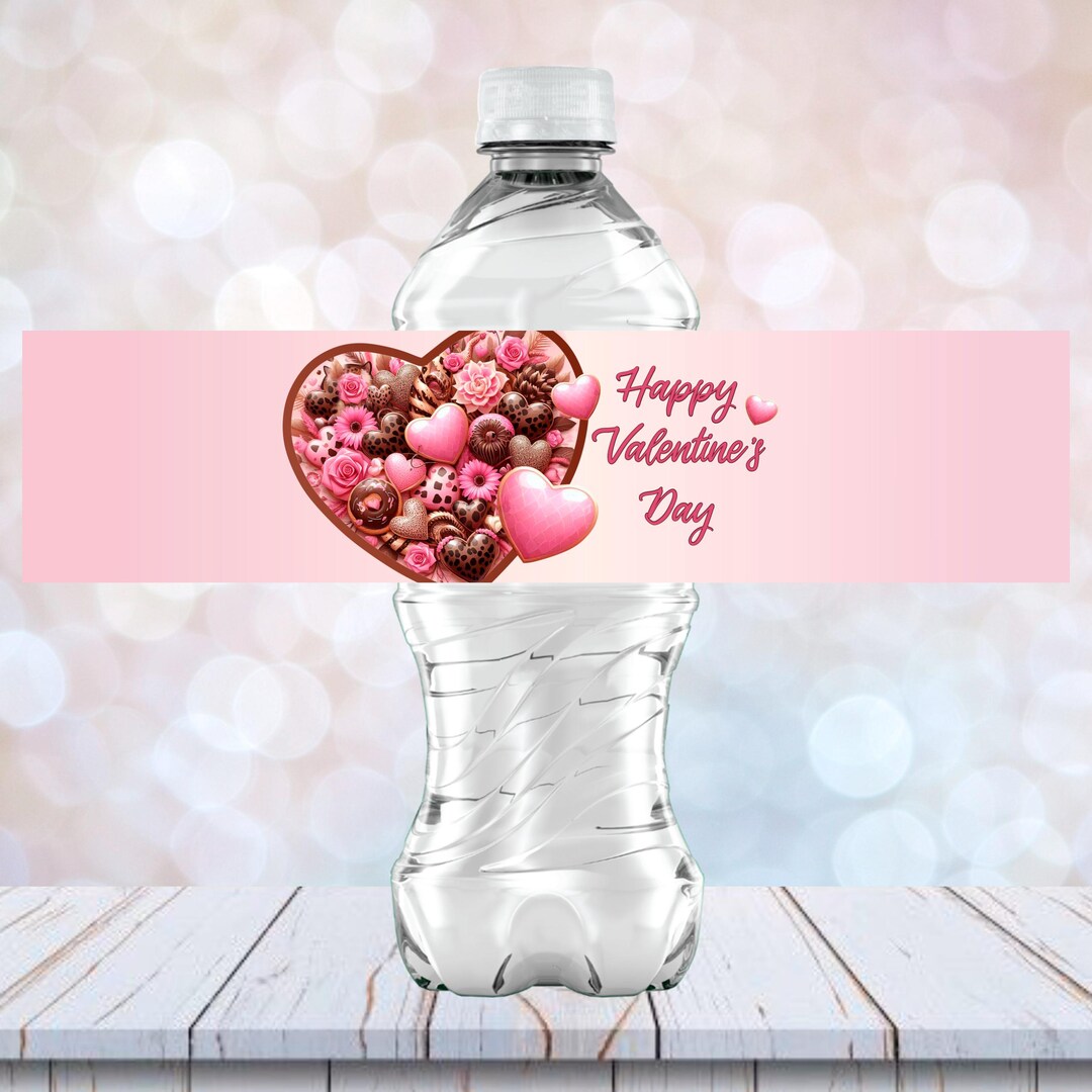 V-day Water Bottle Labels Printable, Valentines Day Labels, Pink ...