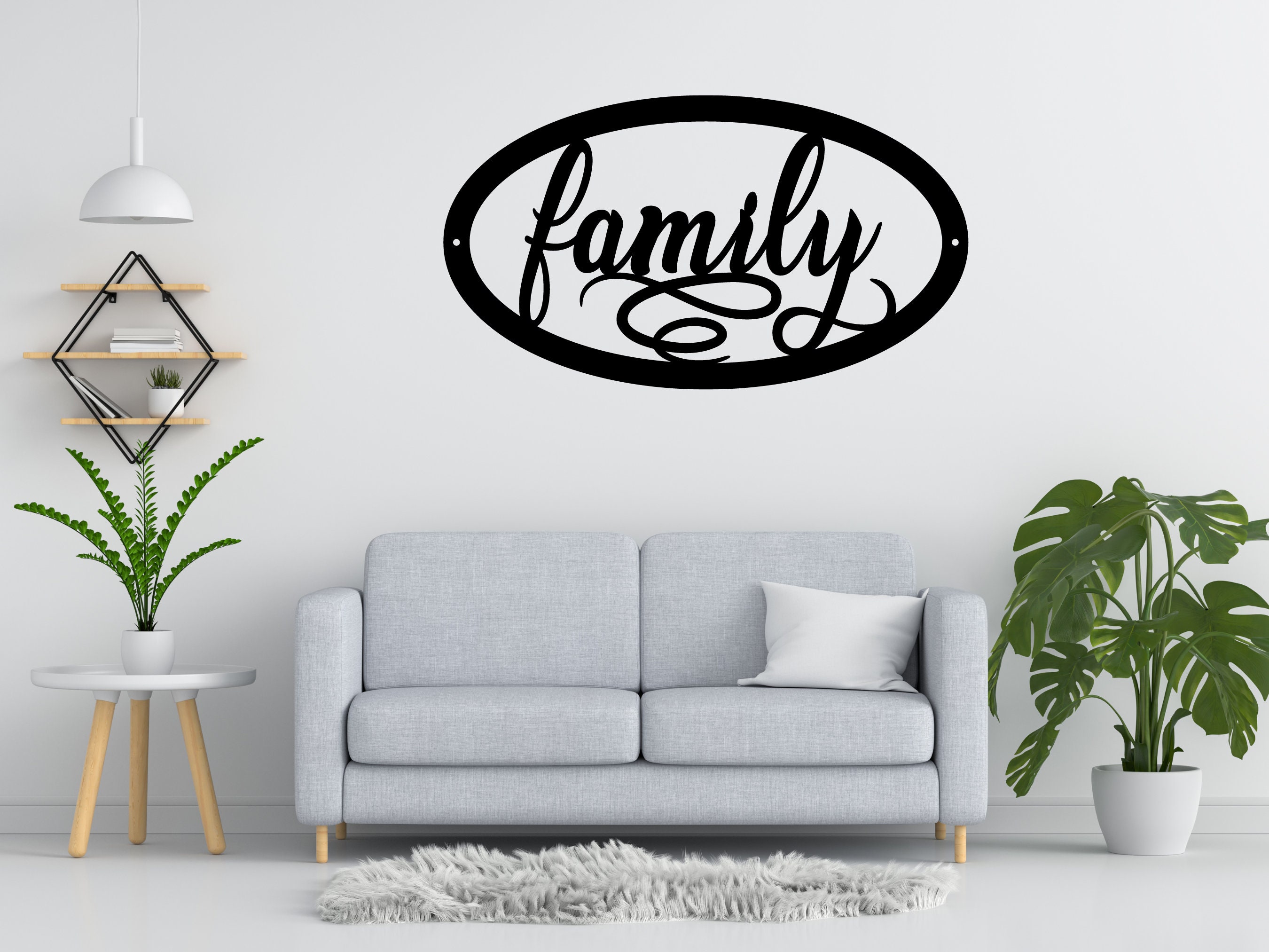Family Word Sign Monogram Family Wall Sign Living Room Art Wall Decor ...