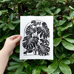 Monstera Deliciosa Linocut Print Thyme & Space Design - Etsy