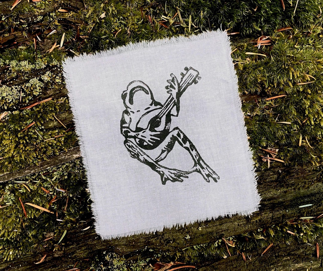 Frog Bard Patch | Handmade Stamped Sew-on Patch | Thyme & Space Design ...