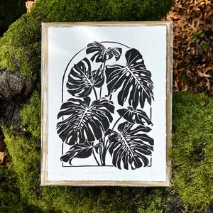 Monstera Deliciosa Linocut Print Thyme & Space Design - Etsy
