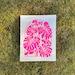 Pink Monstera Deliciosa Linocut Print Thyme & Space Design - Etsy