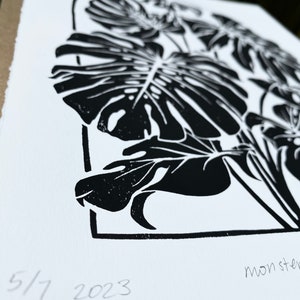 Monstera Deliciosa Linocut Print Thyme & Space Design - Etsy