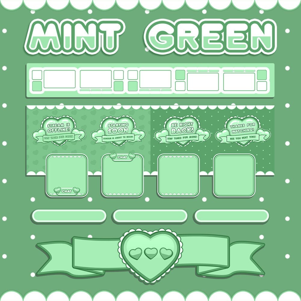 Amour Layout | Mint Green | Valentines Streaming Overlay | Heart Layout ...