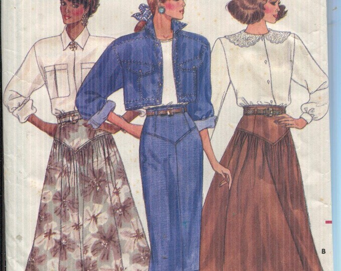 Western Style Skirt Sewing Pattern Misses Two Lengths Raised Waist ...