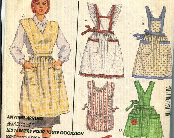 Pattern Set of Aprons, Bib With Criss Cross Back Straps, Pullover Apron ...