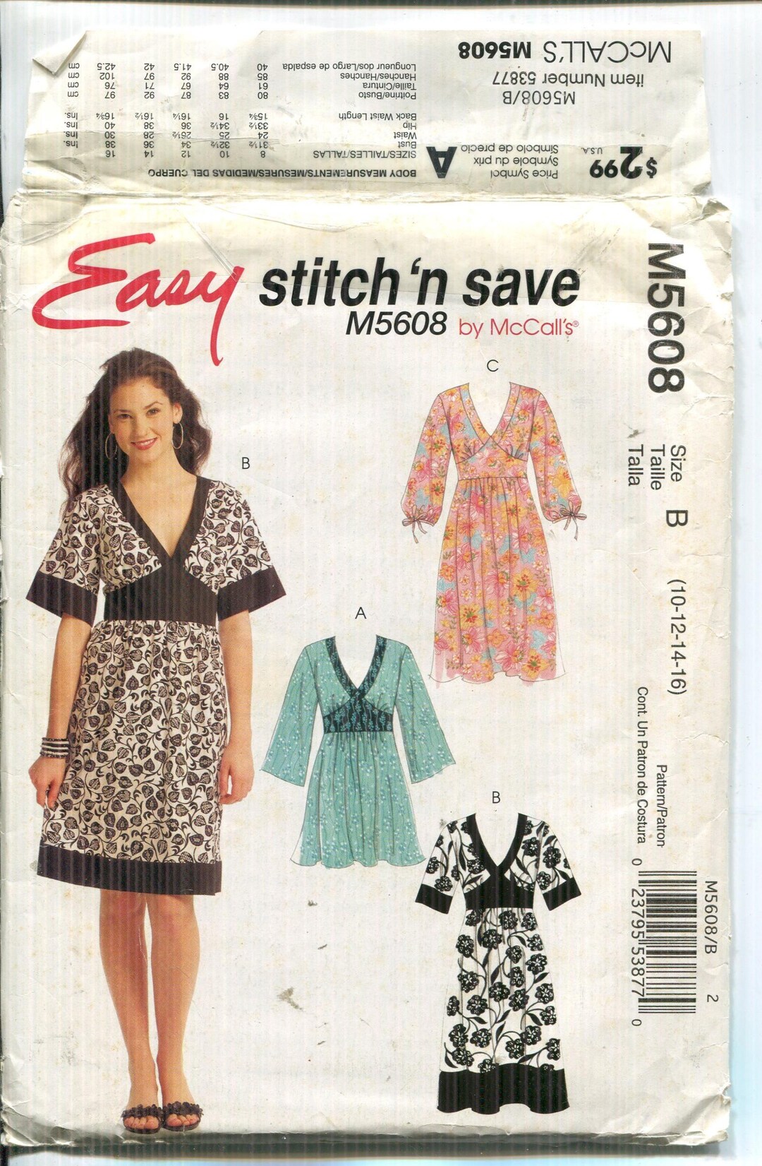 Misses Tunic & Dress Sewing Pattern V Neck Bodice Back Zipper UNCUT ...