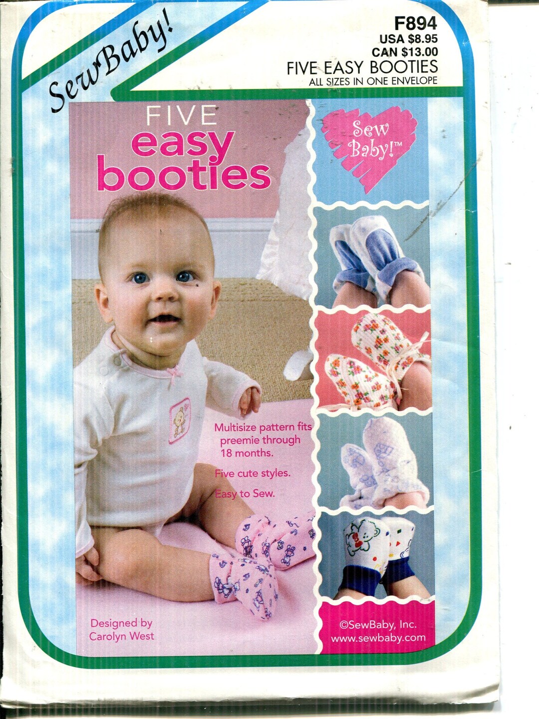 Infant Baby Shoes in Five Sizes, Five Styles, Ribbed Cuff, Lined UNCUT ...