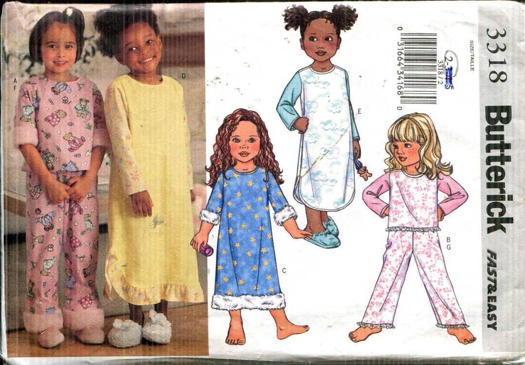 Pattern Girls Toddlers Sleepwear, Loose Fitting Top, or A Line Gown ...