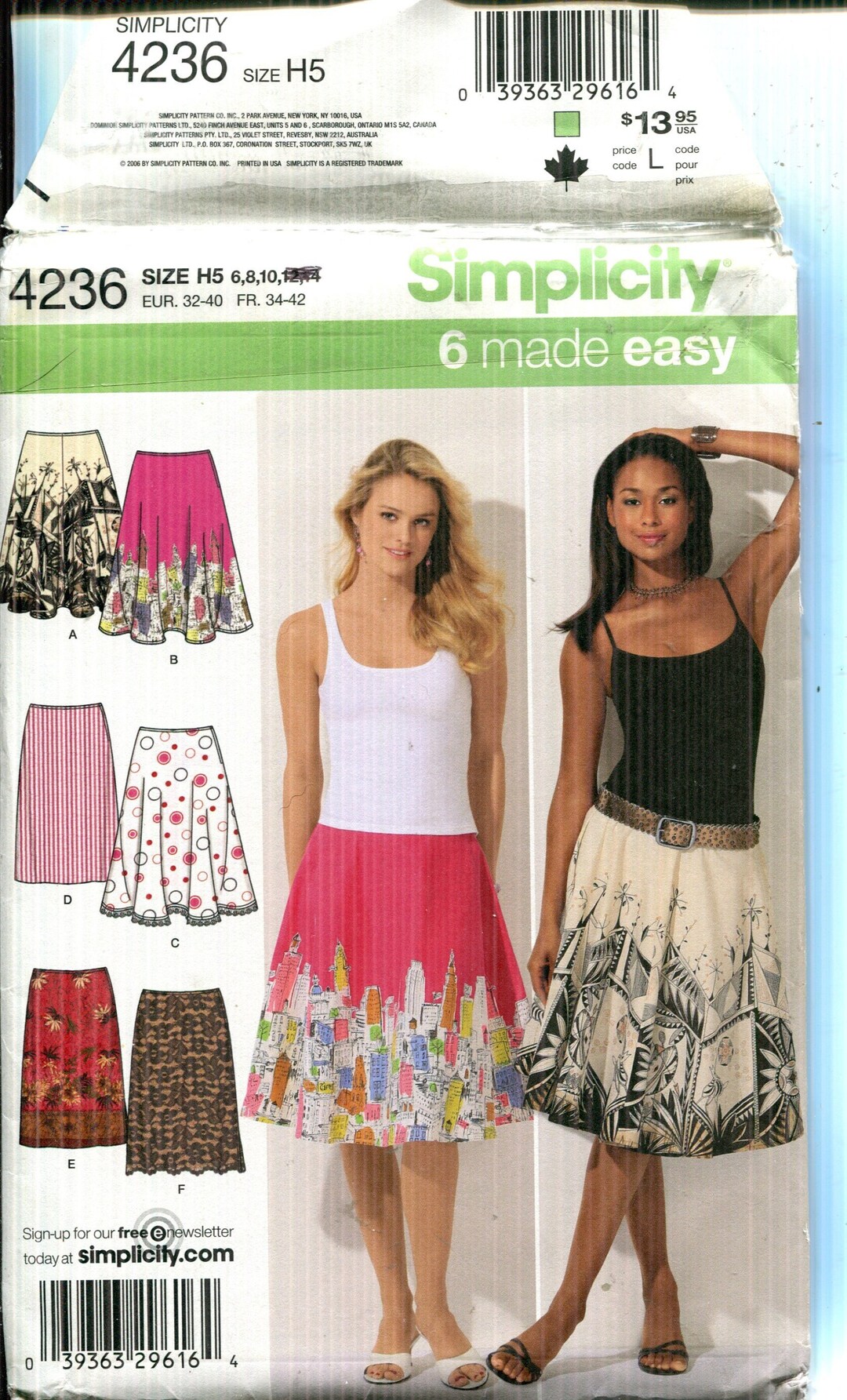 Pattern Misses' Slim Skirt, Full Skirt and Half Circle Skirt, Side ...