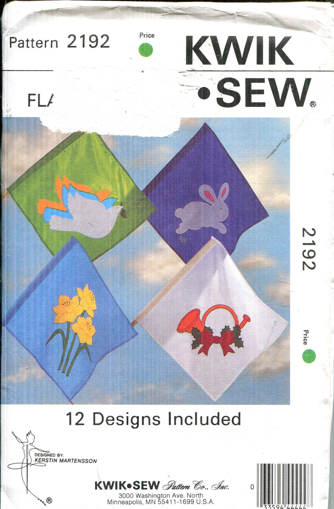 Flags With Applique on Both Sides, Size 25" X 25" UNCUT/FF Kwik Sew ...