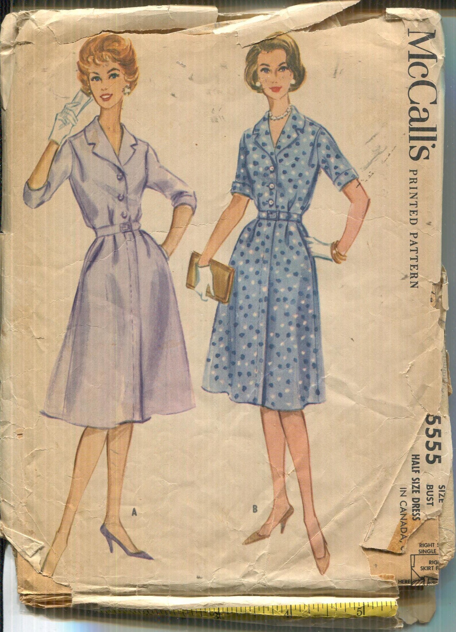 Shirtwaist Dress Size 20 1\2 Vintage Style Notched Shawl Collar Zipper ...