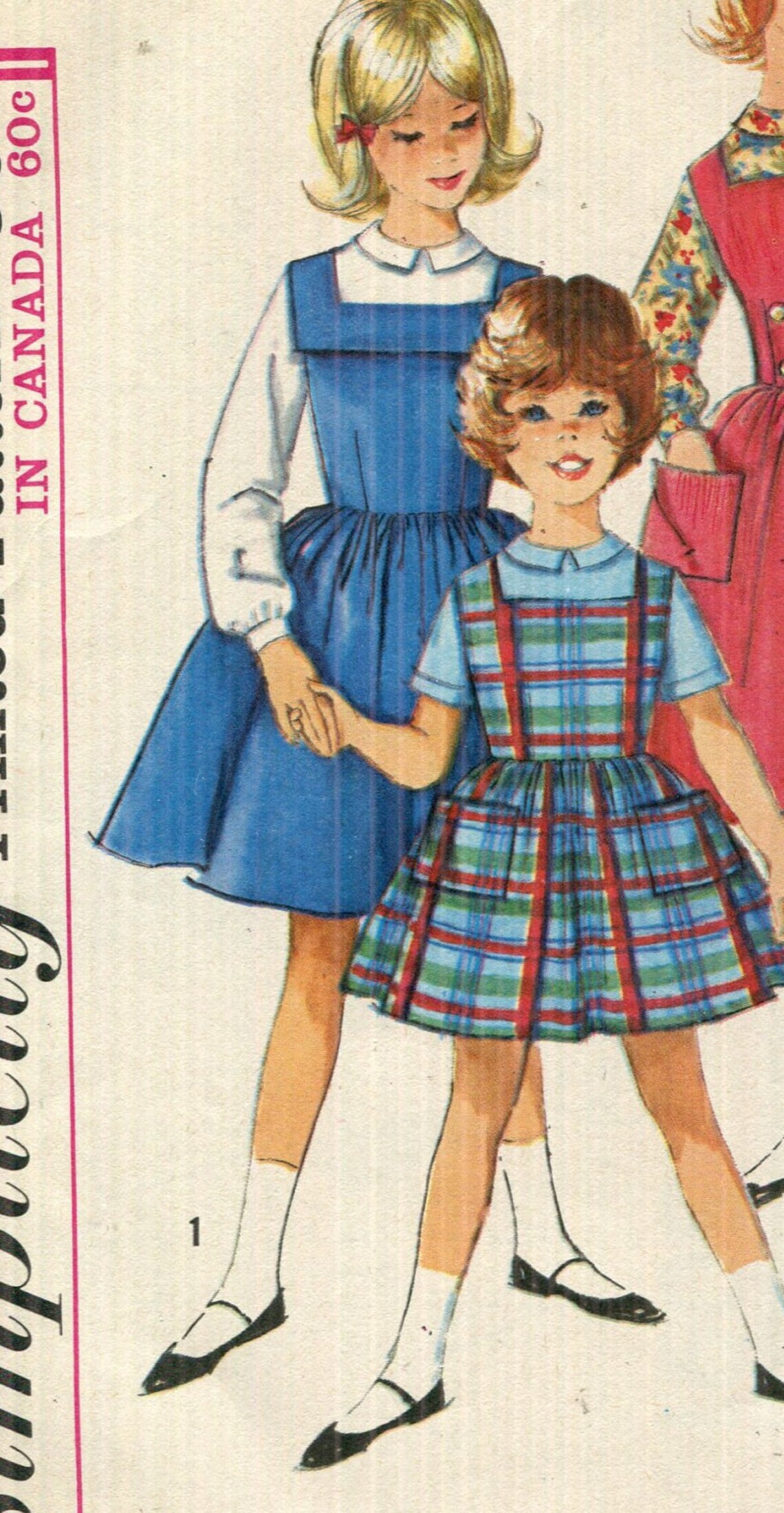 Original Pattern Girls Jumper & Blouse, Full Skirt Square Neckline Cut ...