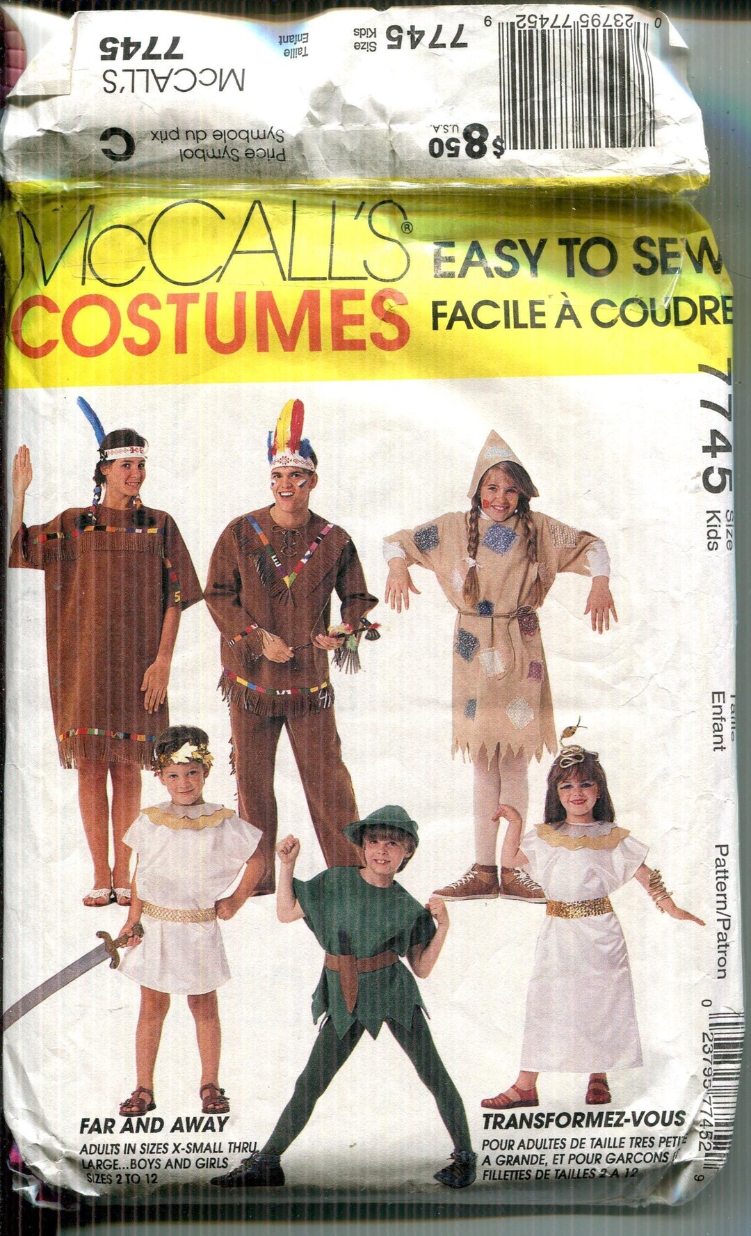 Children Unisex Costume Pattern, Cleopatra-marc Anthony-peter Pan ...