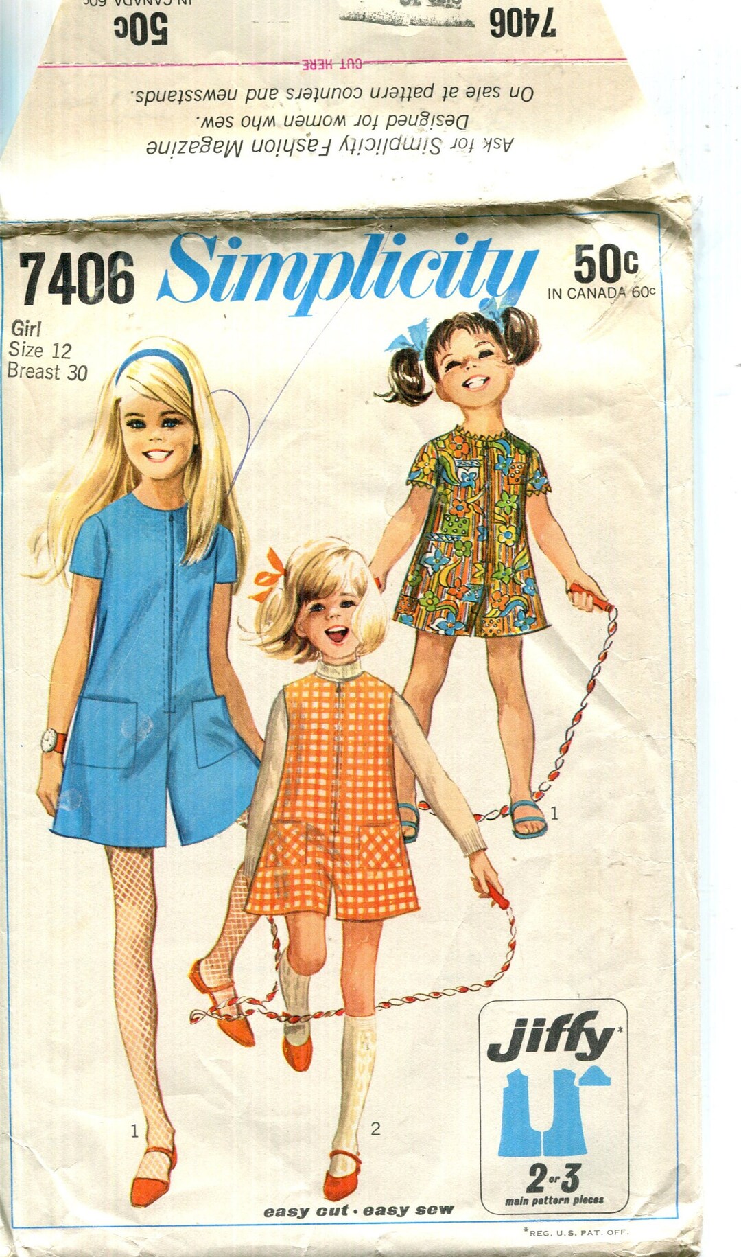 Pattern Girls Jumpsuit (pantdress Pantjumper) Front Zipper Closing ...