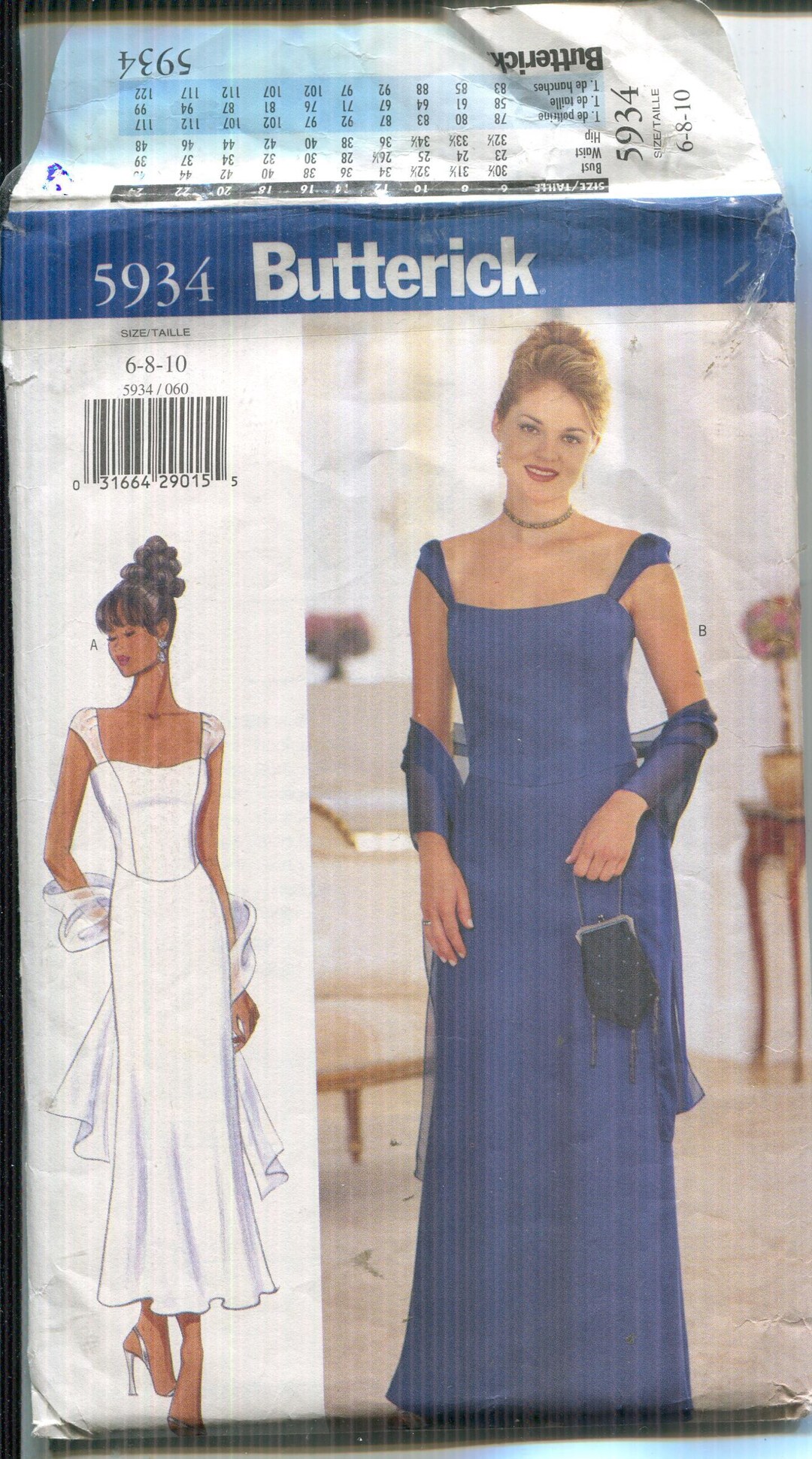 Vintage Butterick 5934 Dress Pattern 1998, Above Ankle or Evening ...