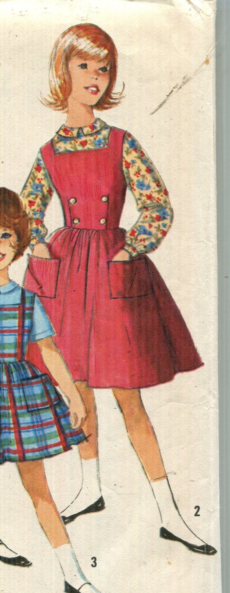 Original Pattern Girls Jumper & Blouse, Full Skirt Square Neckline Cut ...