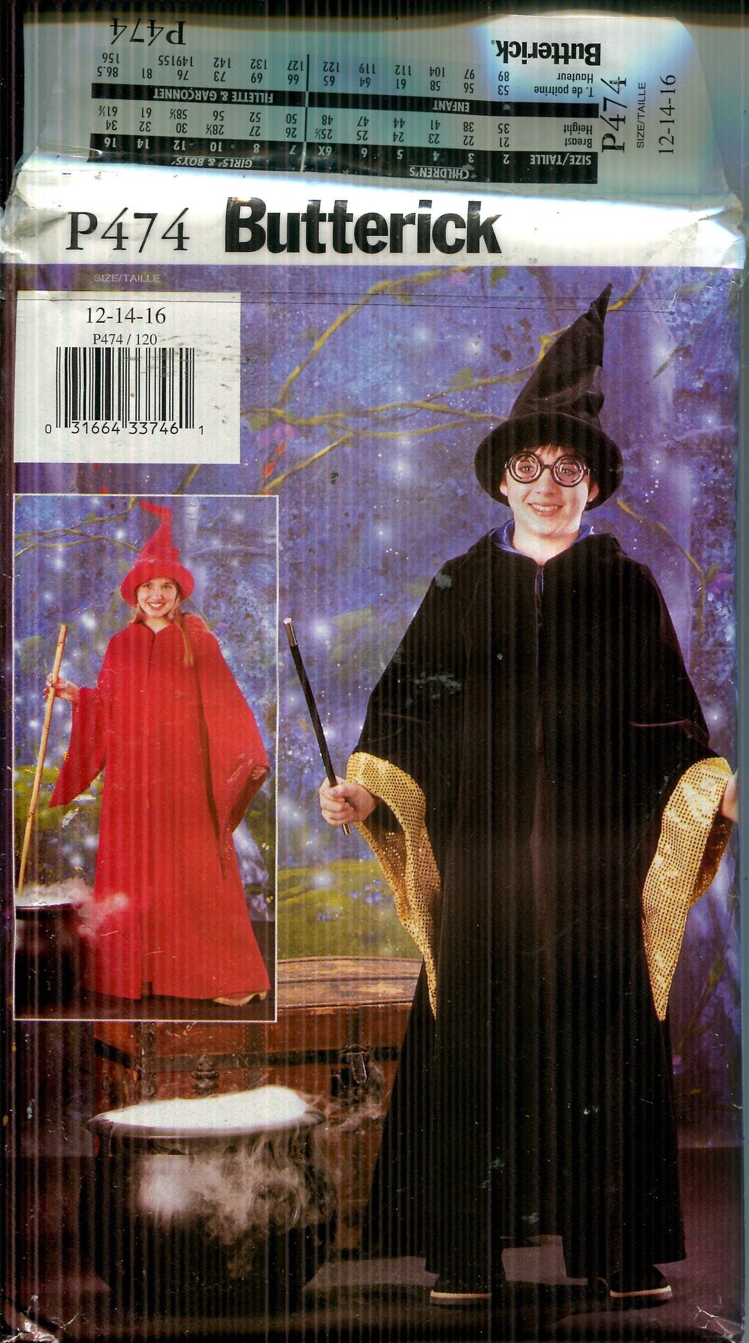 Pattern Childs Girls Boys Wizard Costume, Harry Potter, Sorcerer,uncut ...