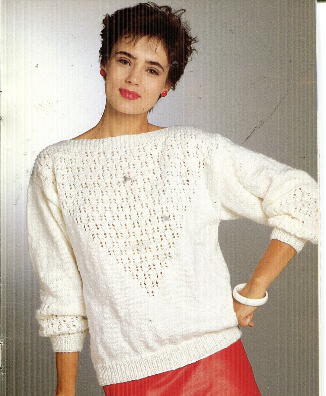 Misses' Three Quarter Length Sleeves Bateau Neckline Misses PDF Sweater ...