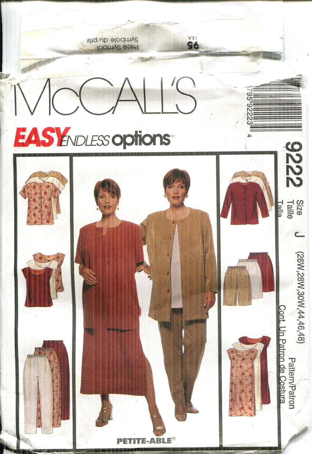 Pattern Women's Unlined Jacket, Dress, Top, Pants & Shorts Mccalls 9222 ...
