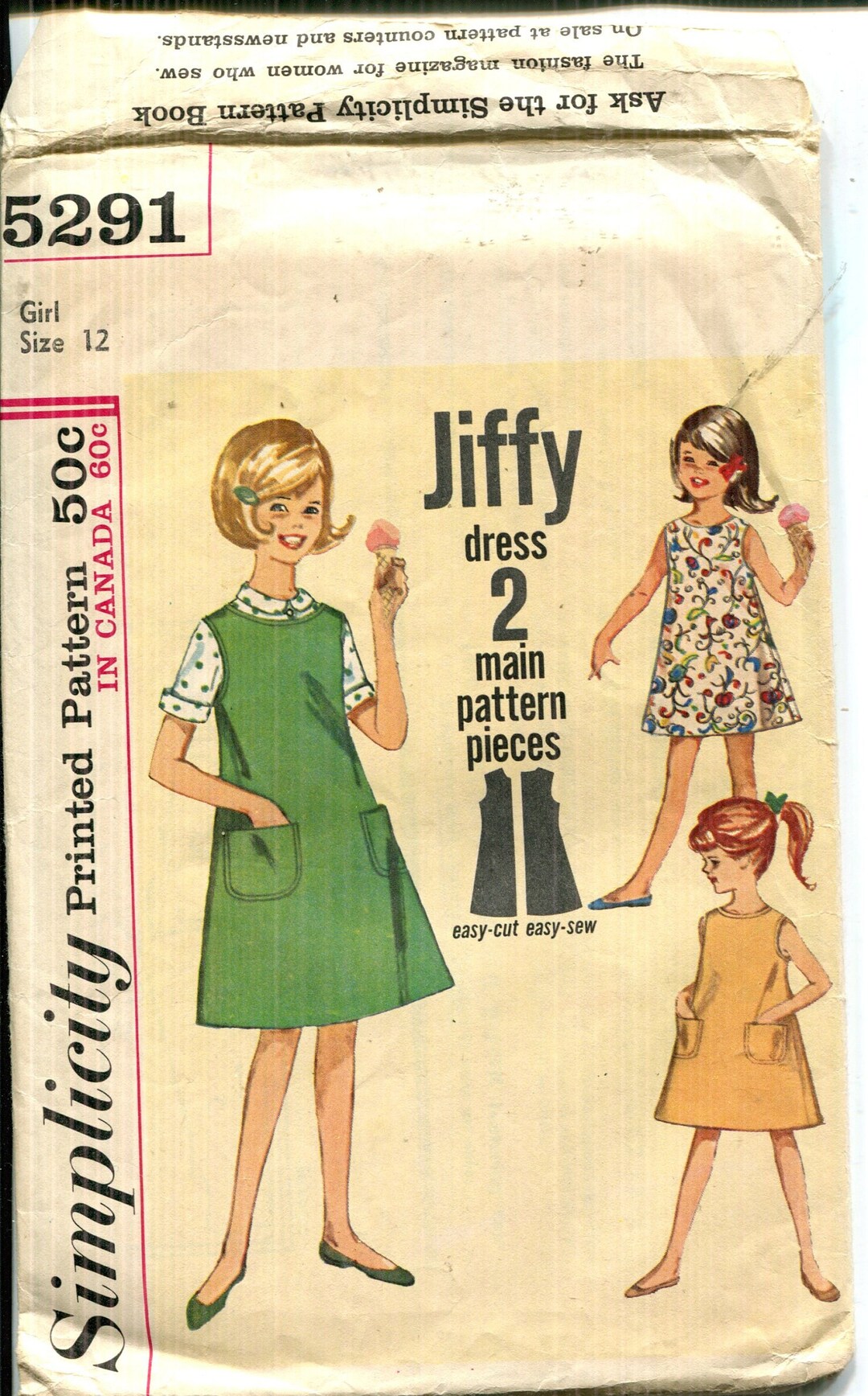 Original Pattern Jiffy Girls Dress or Jumper. Loose Fitting Dress or ...