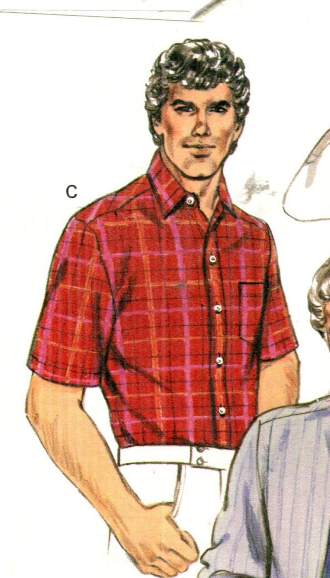 Pattern Men's Fitted Shirts ,button Down Front, Sleeve Variations UNCUT ...