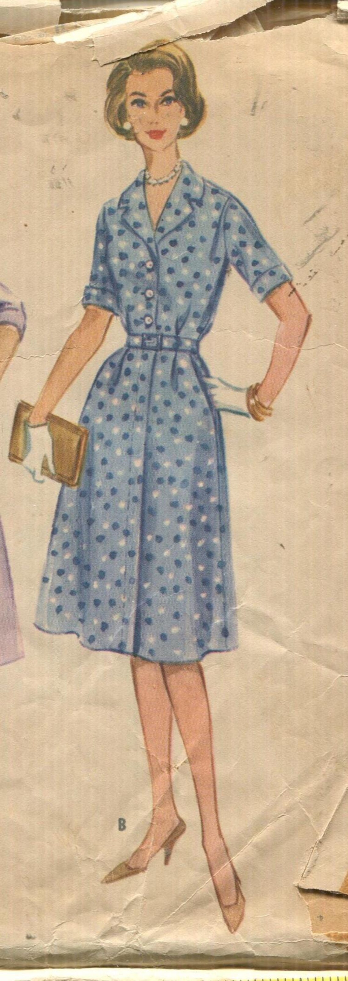 Shirtwaist Dress Size 20 1\2 Vintage Style Notched Shawl Collar Zipper ...