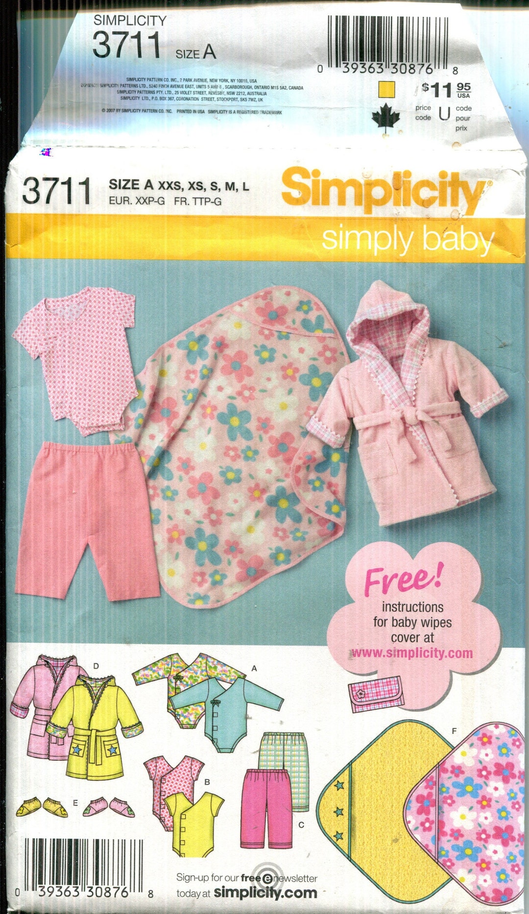 Infant Baby Layette Body Suit, Pants, Robe W/belt, Booties, Blanket ...