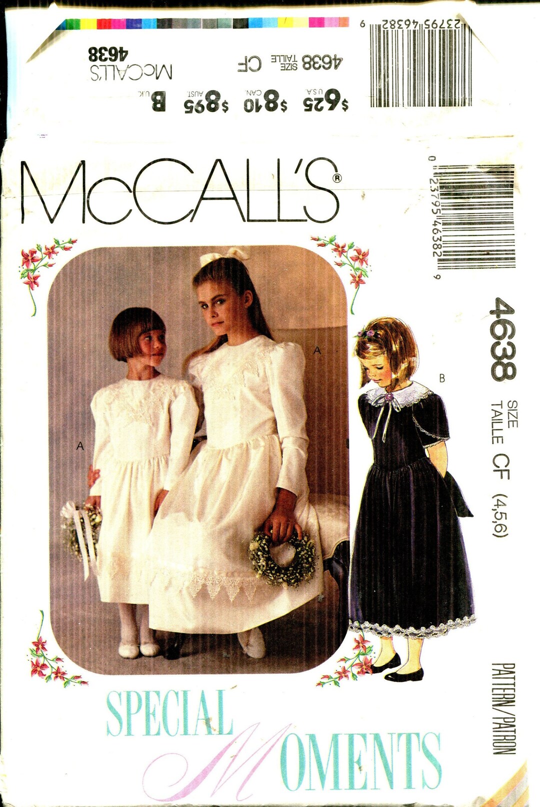 Pattern Children's Girls Below Calf Dress Full Skirt, Shaped Waistline ...
