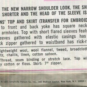 Vintage Simplicity 6037 Sewing Pattern Young Teen Girl Top & Skirt Size ...