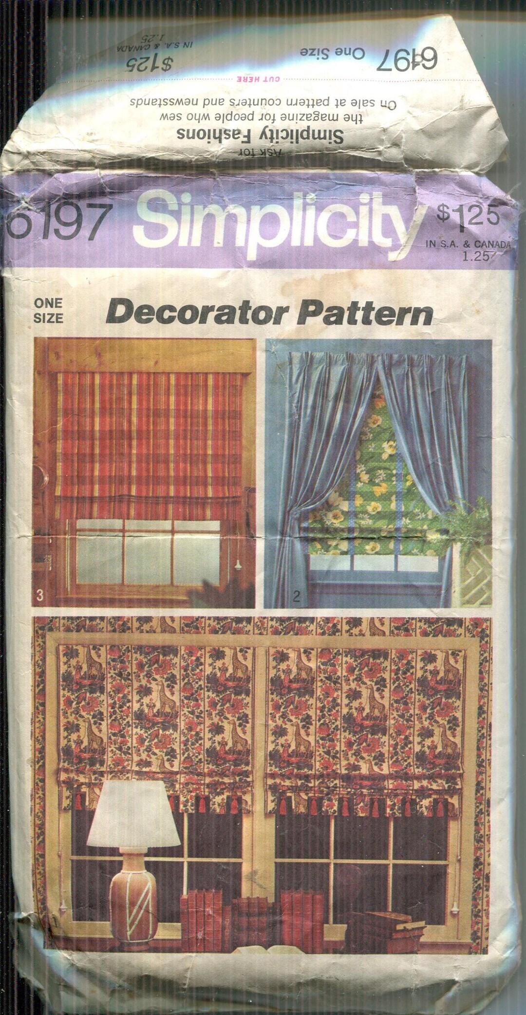 UNCUT Simplicity 6197 Vintage 1973 Window Roman Shade Pattern for Home ...