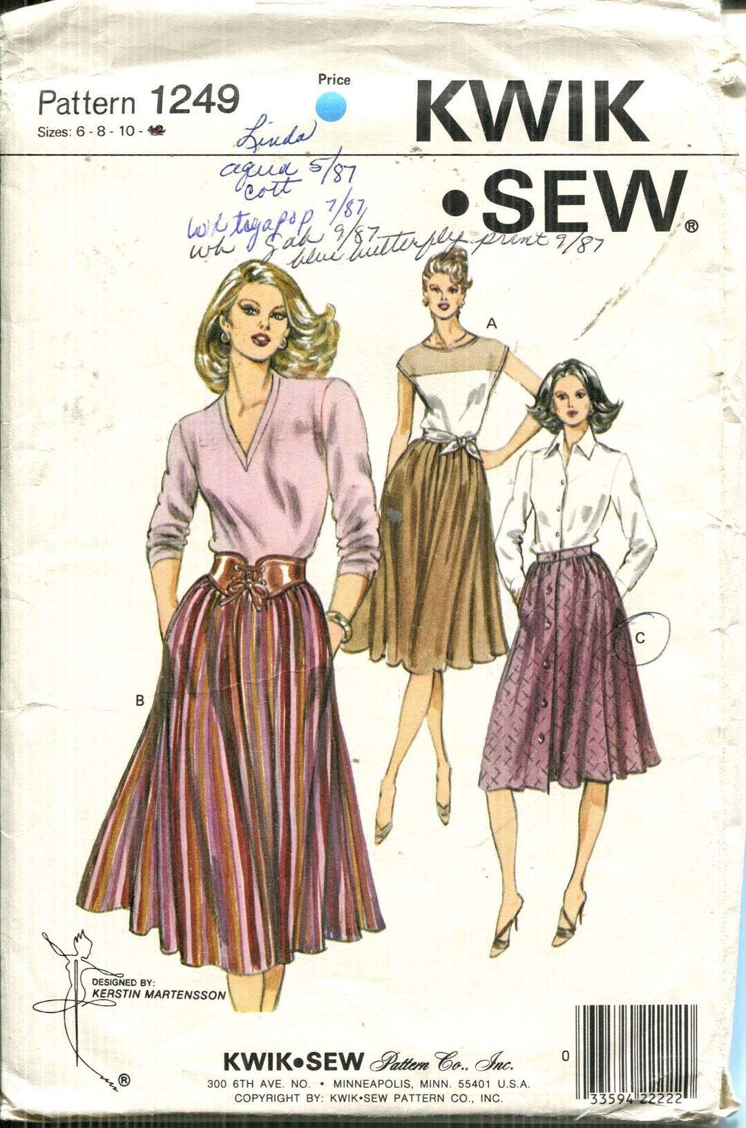 Pattern Misses' Skirt Three Styles, Side Pocket Opening, Button Front ...