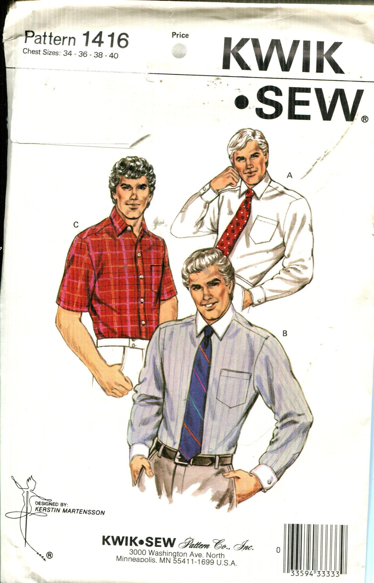 Pattern Men's Fitted Shirts ,button Down Front, Sleeve Variations UNCUT ...