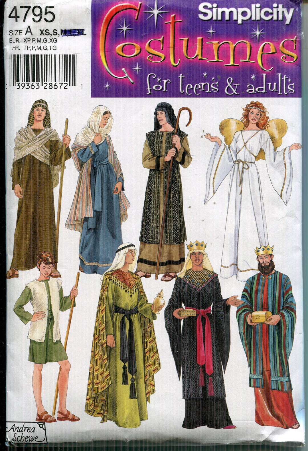 Teens Adult Biblical Nativity Costumes Pattern Three Kings, Joseph ...