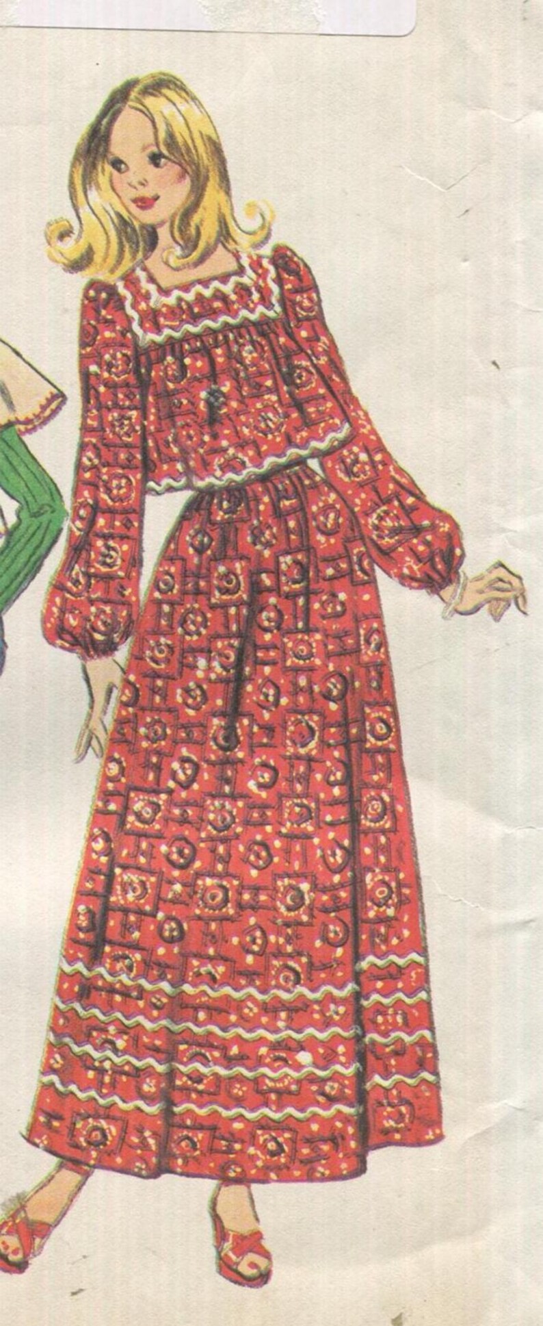 Vintage Simplicity 6037 Sewing Pattern Young Teen Girl Top & Skirt Size ...