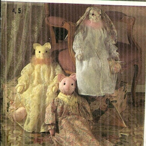 Craft Pattern Decorative 24" Bunny and Cat, Clown Outfits, Victorian ...