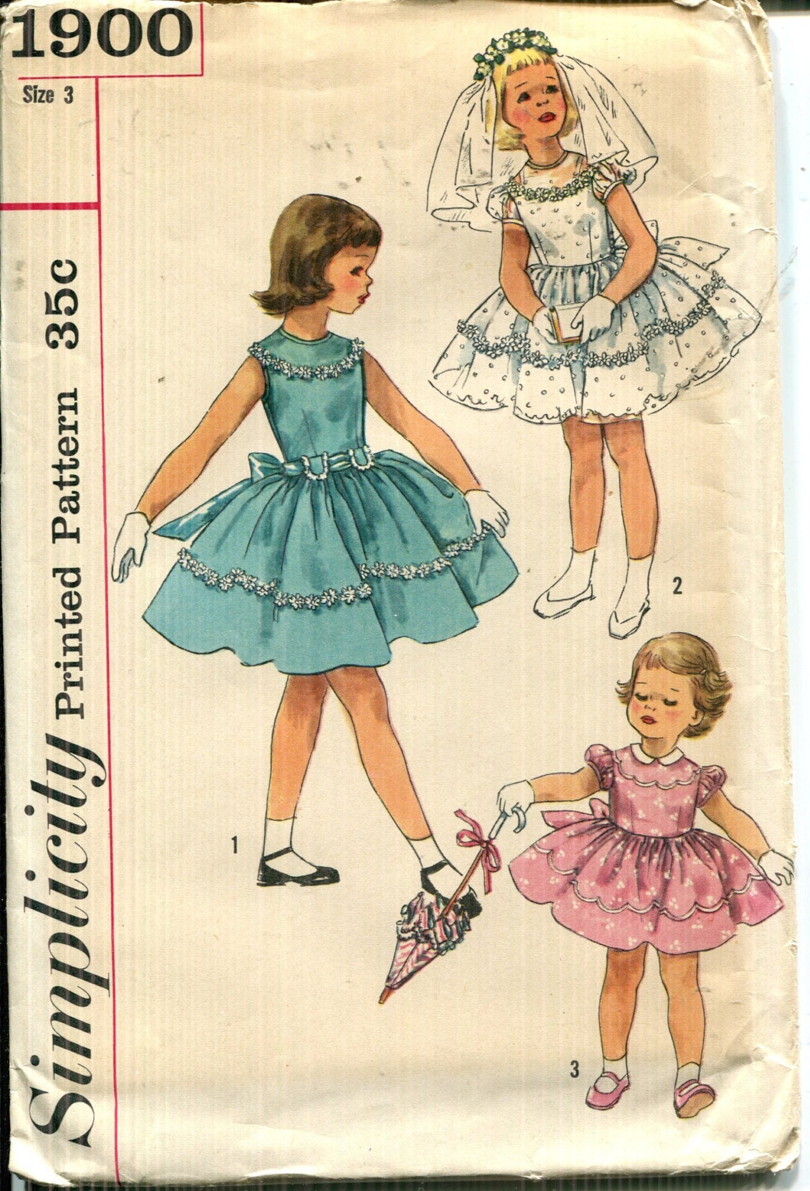 Pattern Toddlers Children's Girl Dress Full Gathered Skirt ,bodice With High Round Neckline ...