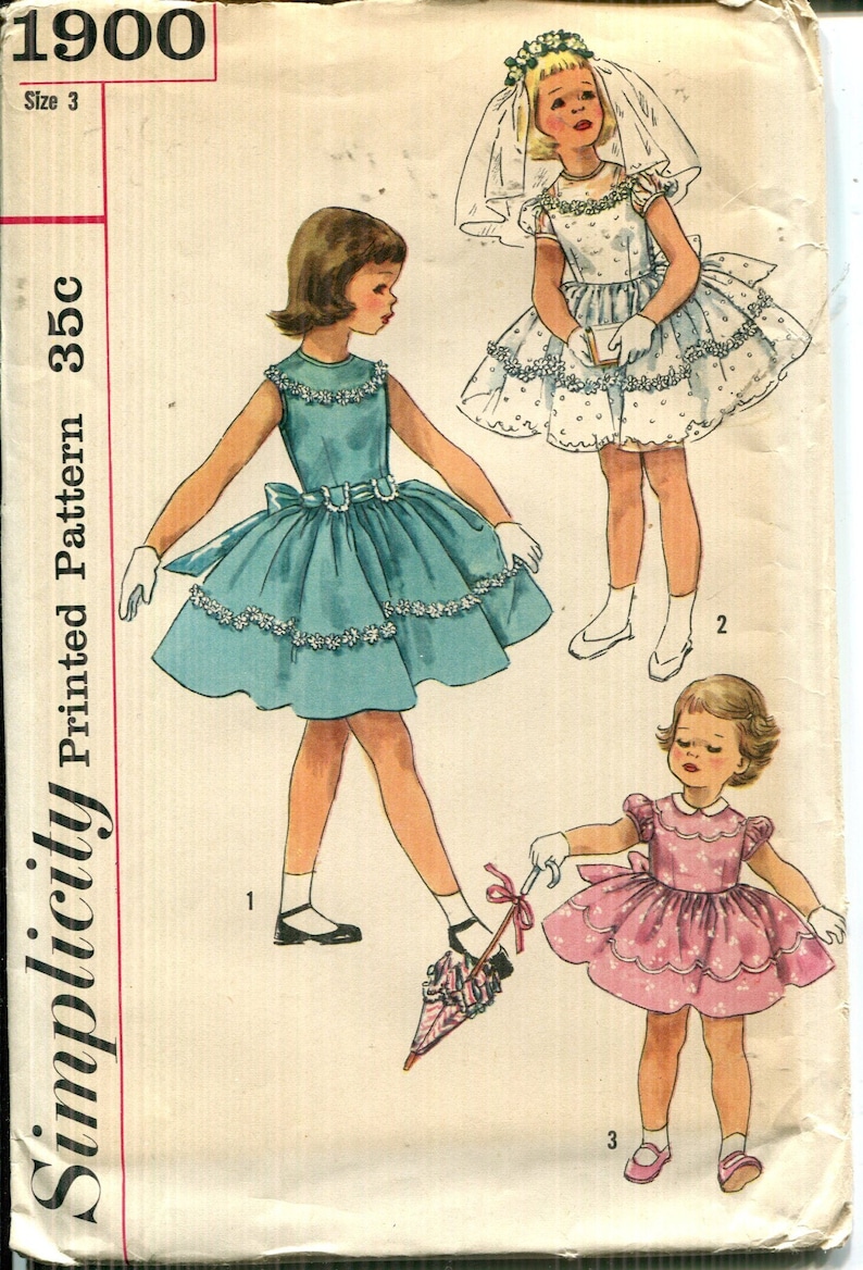 Pattern Toddlers Children's Girl Dress Full Gathered Skirt ,bodice With High Round Neckline ...