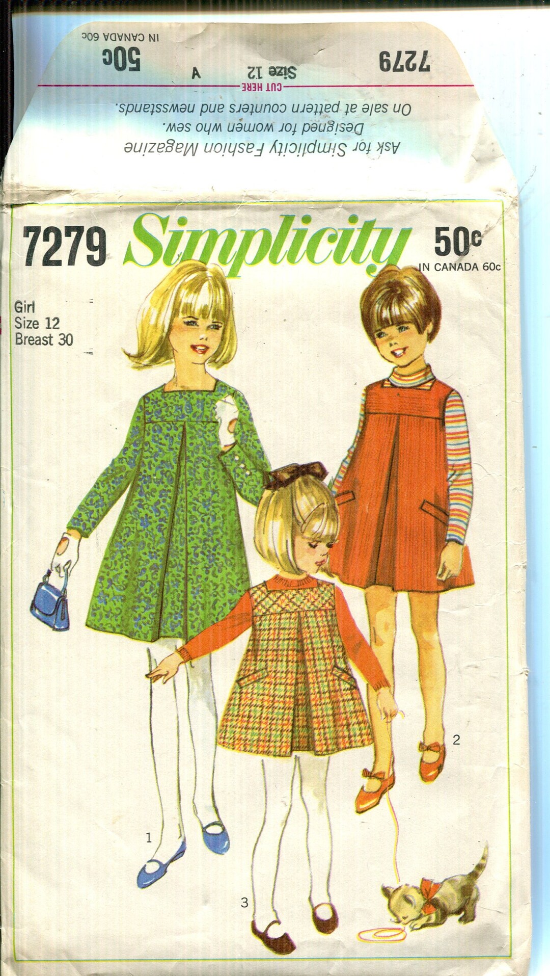 Original Pattern Girls Collarless Jumper or Dress, Front Yoke Square ...