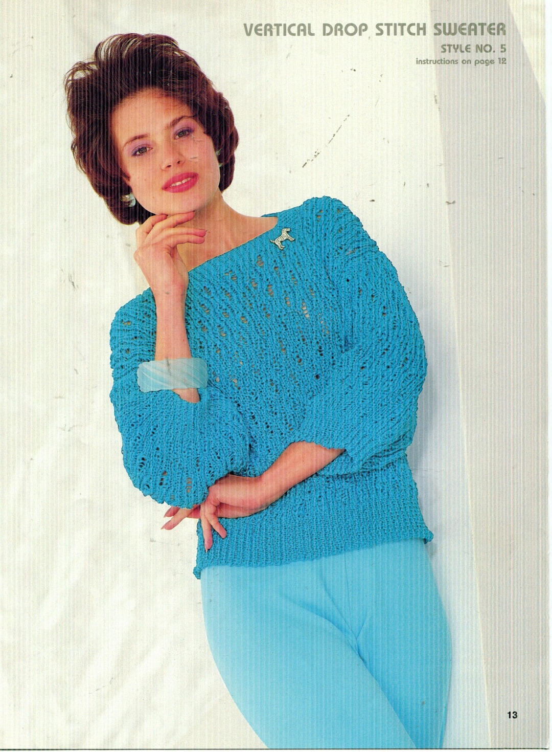 Misses' Vertical Drop Stitch Sweater Pullover Sweater Tops PDF Knitting ...