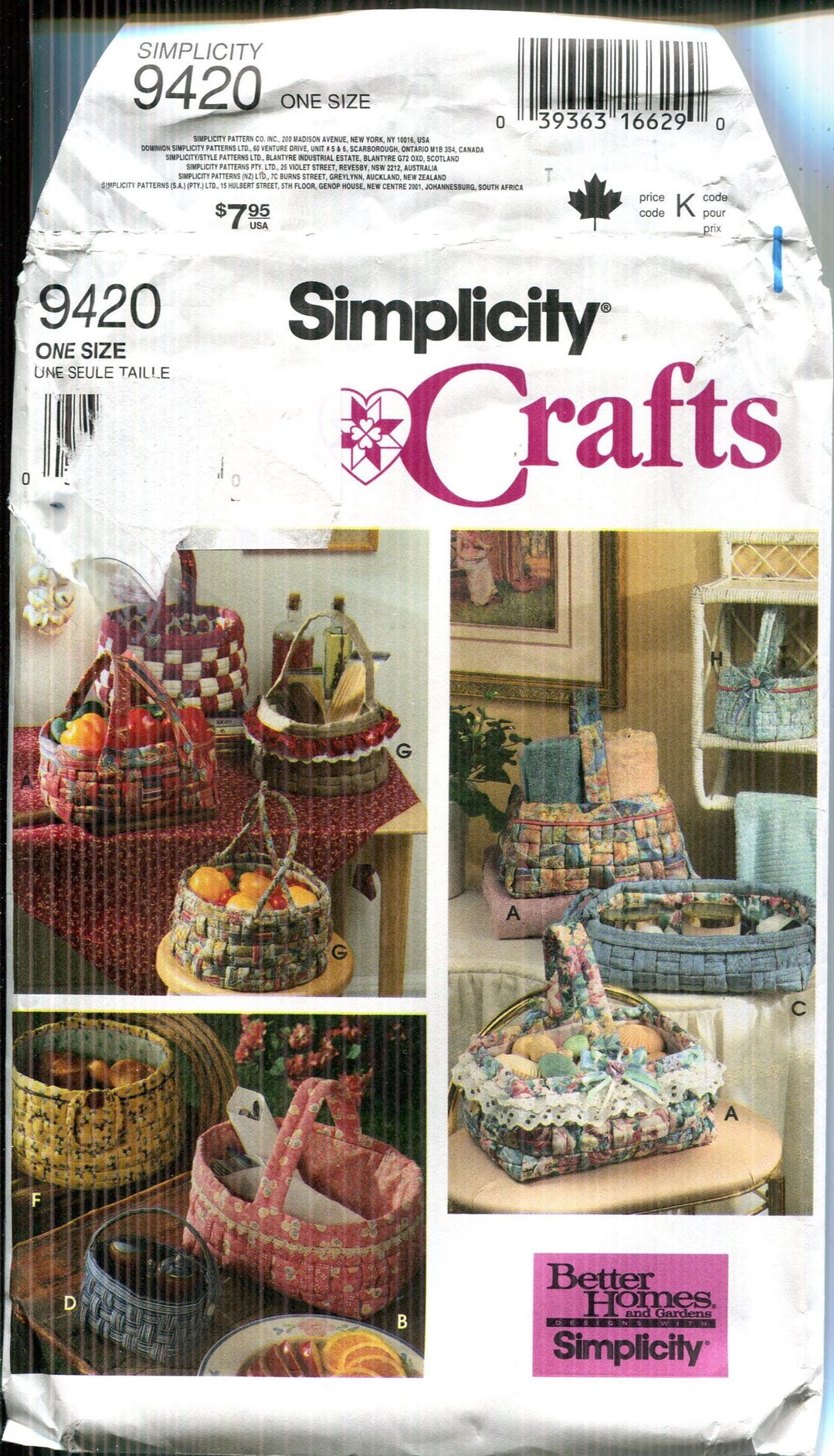 Pattern Home Decorating- Woven Fabric Baskets, Lined and Padded, Uncut ...