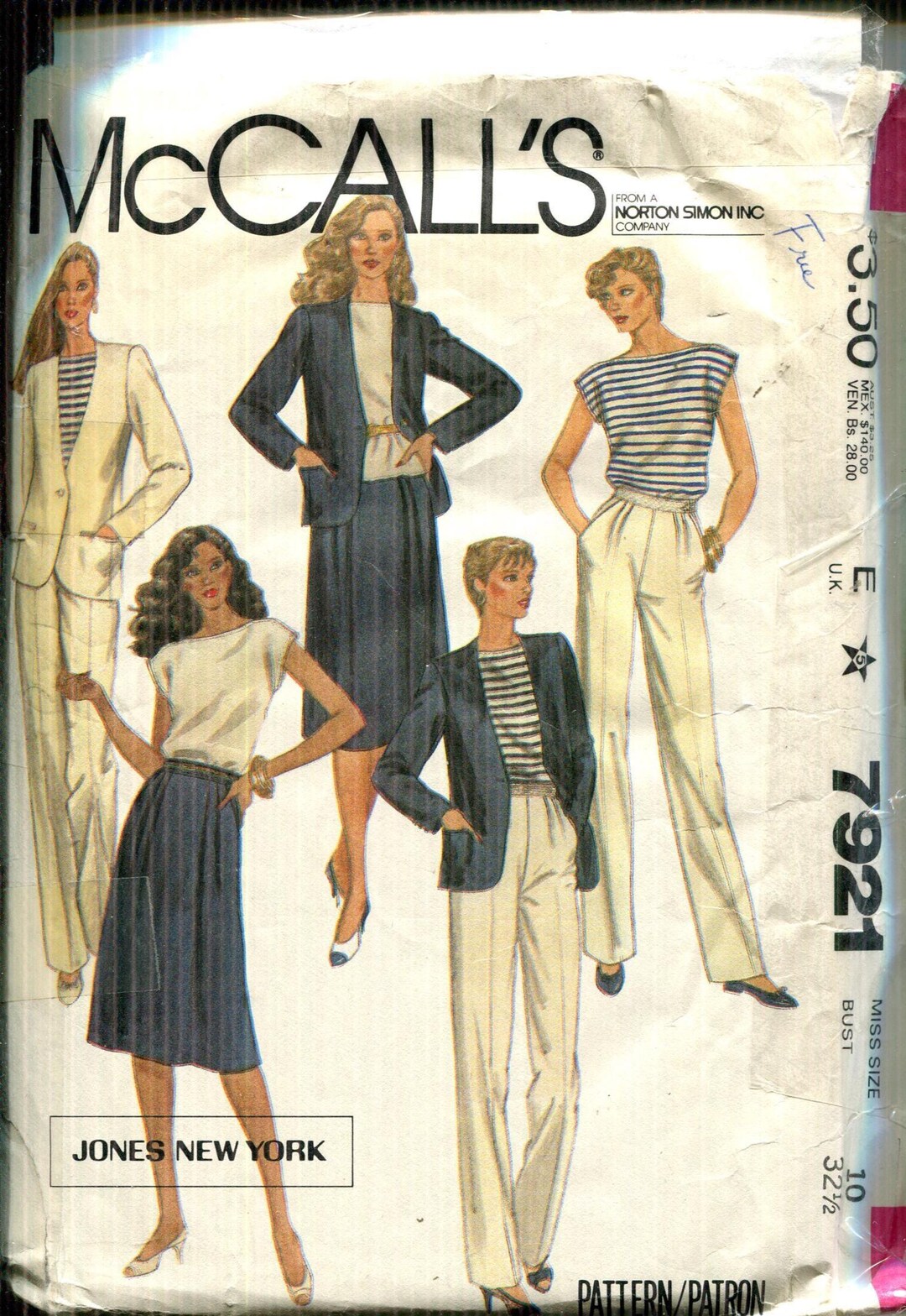 Misses' Lined Jacket, Skirt & Pants Pattern Mccalls 7921 - 1982 Vintage ...