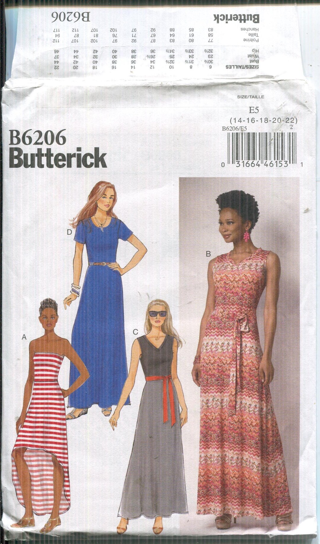 Pullover Dress Sewing Pattern Plus Size 14-22 Butterick 6206 Misses ...