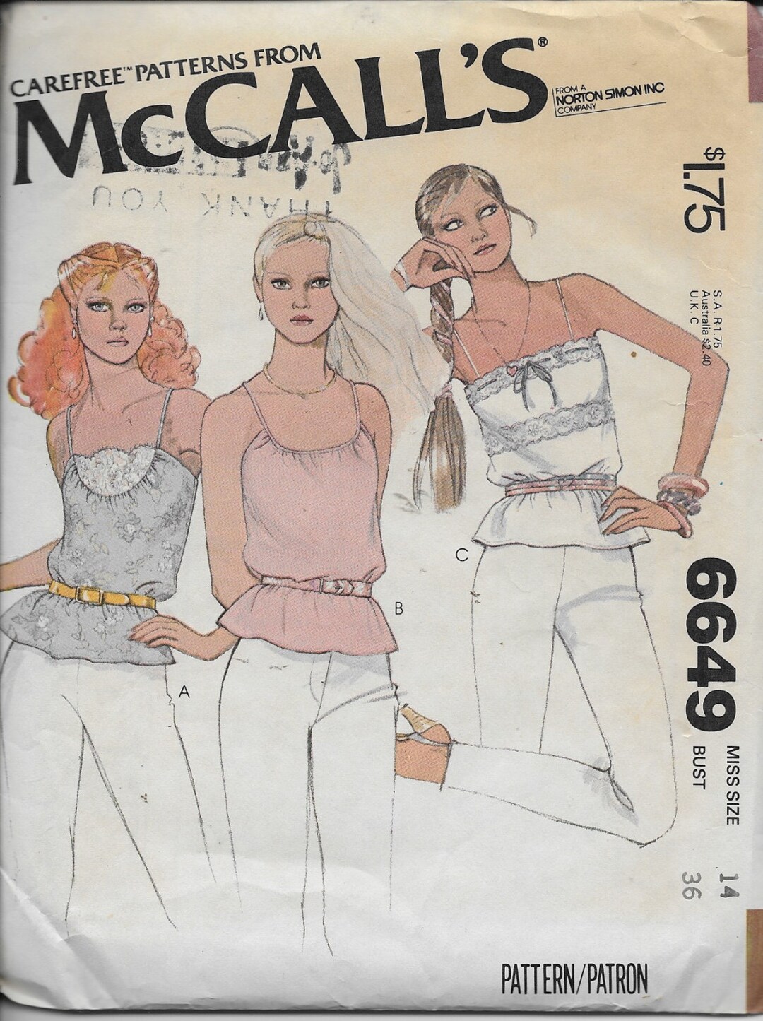 Patron Misses' Spaghetti Strap Top Pattern, Pull Over, Elastic ...