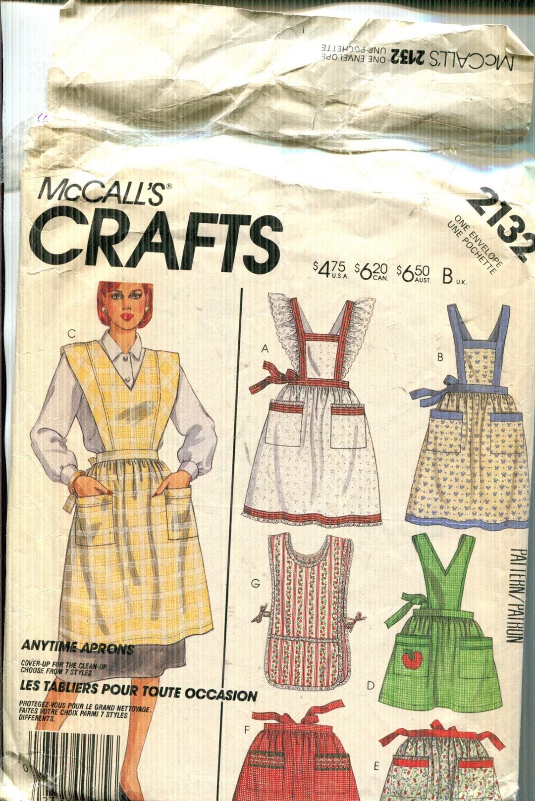 Pattern Set of Aprons, Bib With Criss Cross Back Straps, Pullover Apron ...