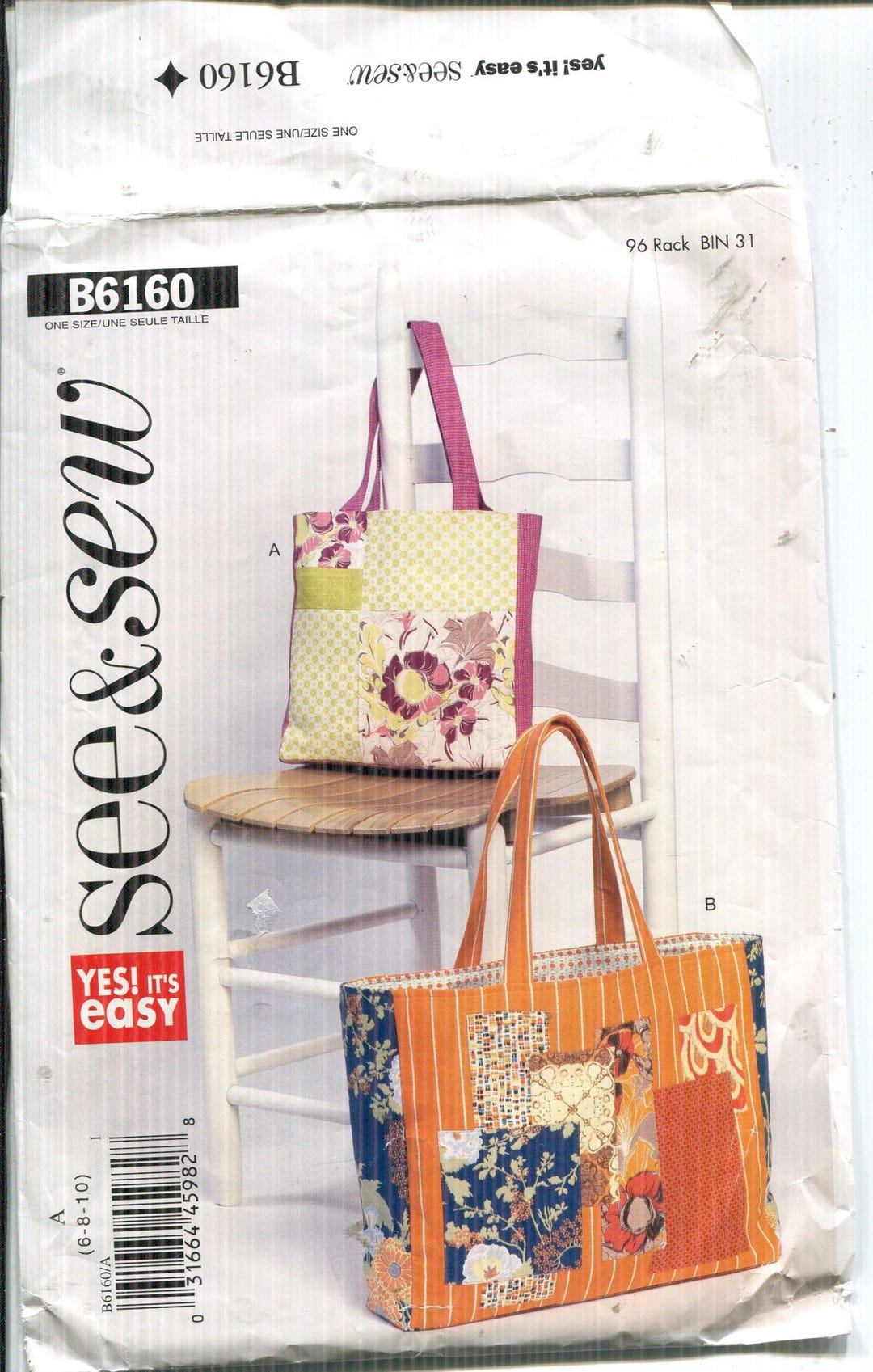Quilted Bag Sewing Pattern for Two Lined Totes With Inside Pockets ...