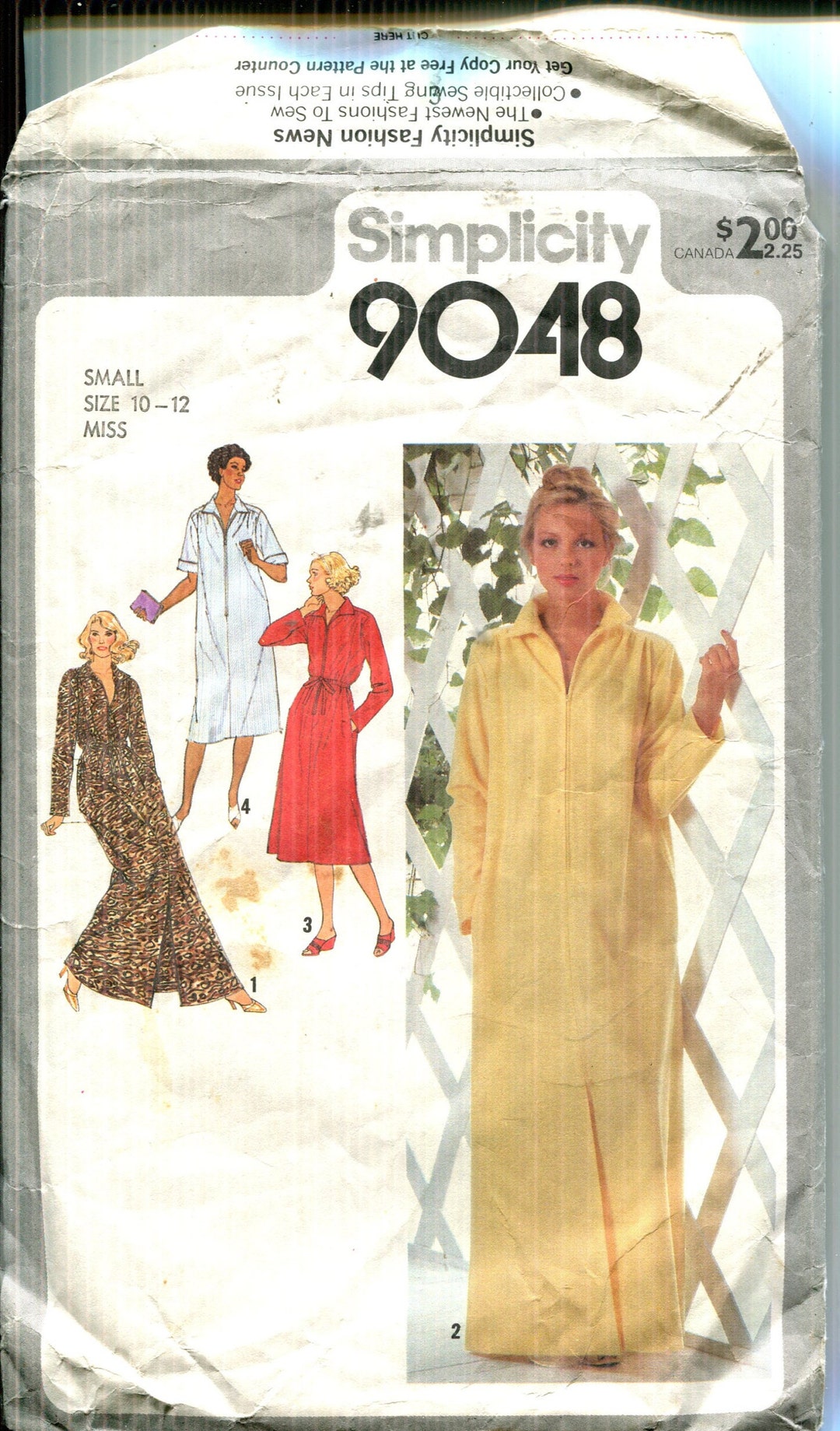 Misses' Robe in Two Lengths Front Zipper, Has Collar, Set in Sleeves ...