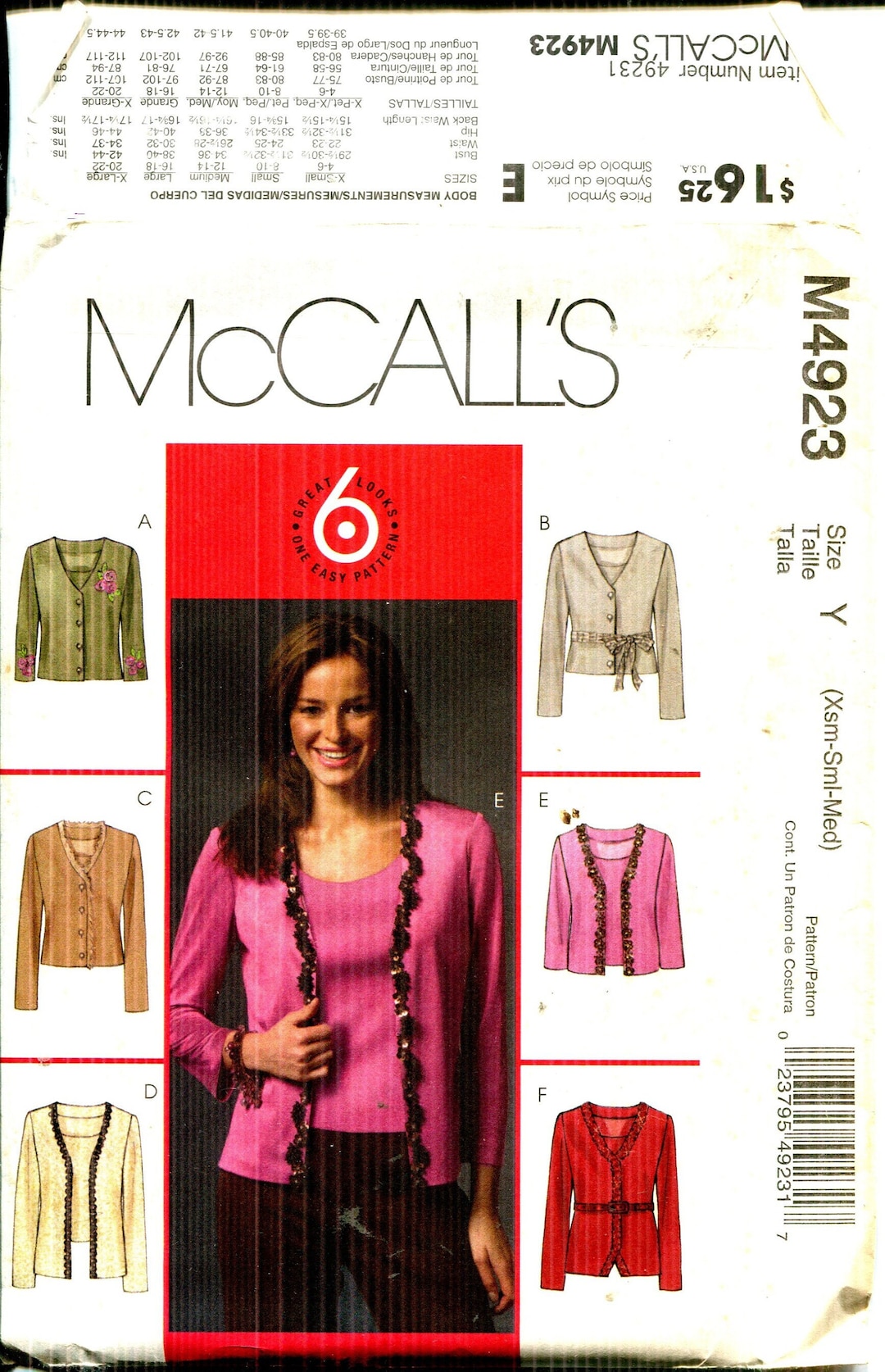 Pattern Juniors Lined Jackets-princess Seams, Sleeve and Lapel ...