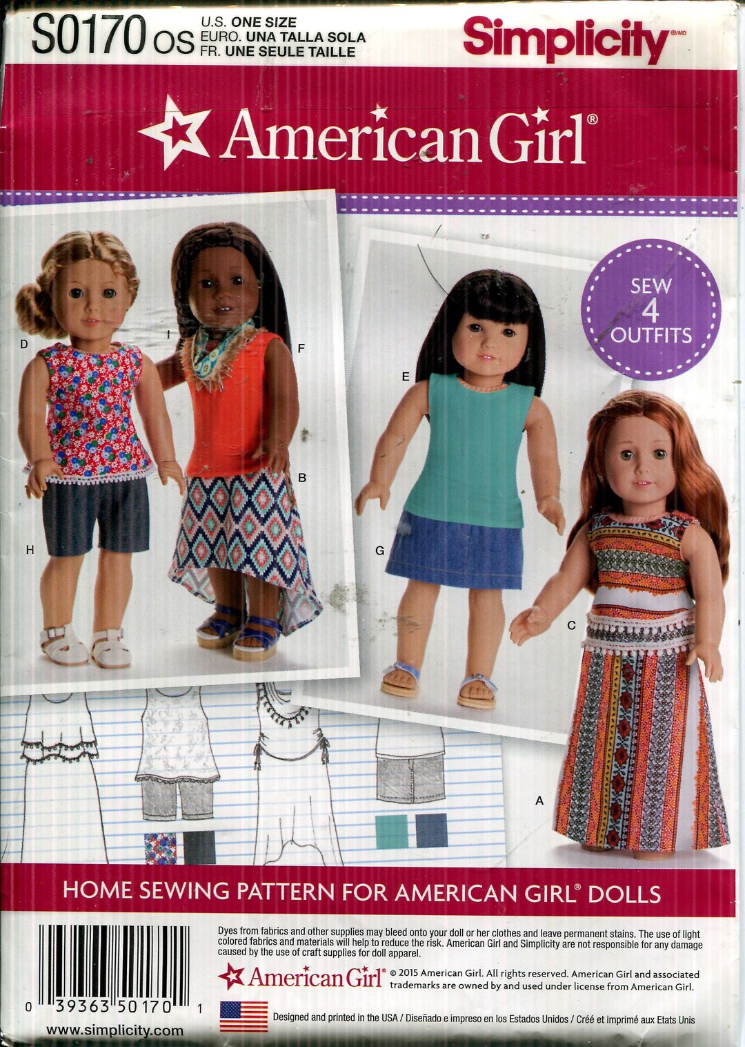 Pattern 18 Girl Doll Clothes Casual Wear, Work Clothes, Tops Shorts ...